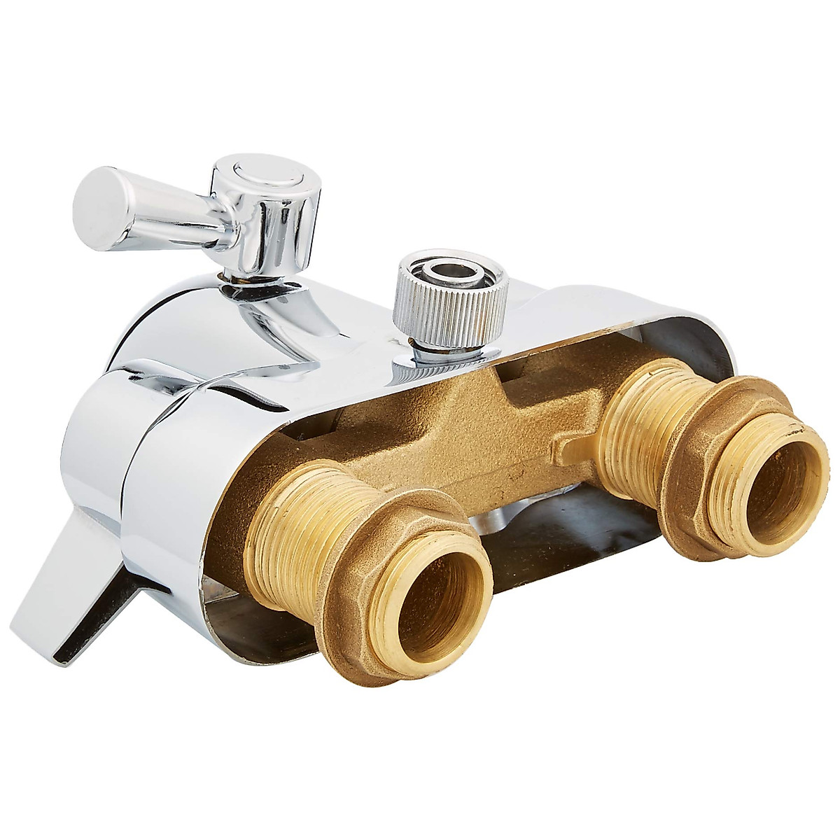 My PlumbingStuff B3100 3 ⅜-Inch Centers Clawfoot Tub Faucet with Ceramic Cartridges & ¼-Turn Ball-Valve Diverter - Diverter Bathcock - Faucet Replacement - Solid-Brass Chrome-Plated - ¾ Male IPS Inlet