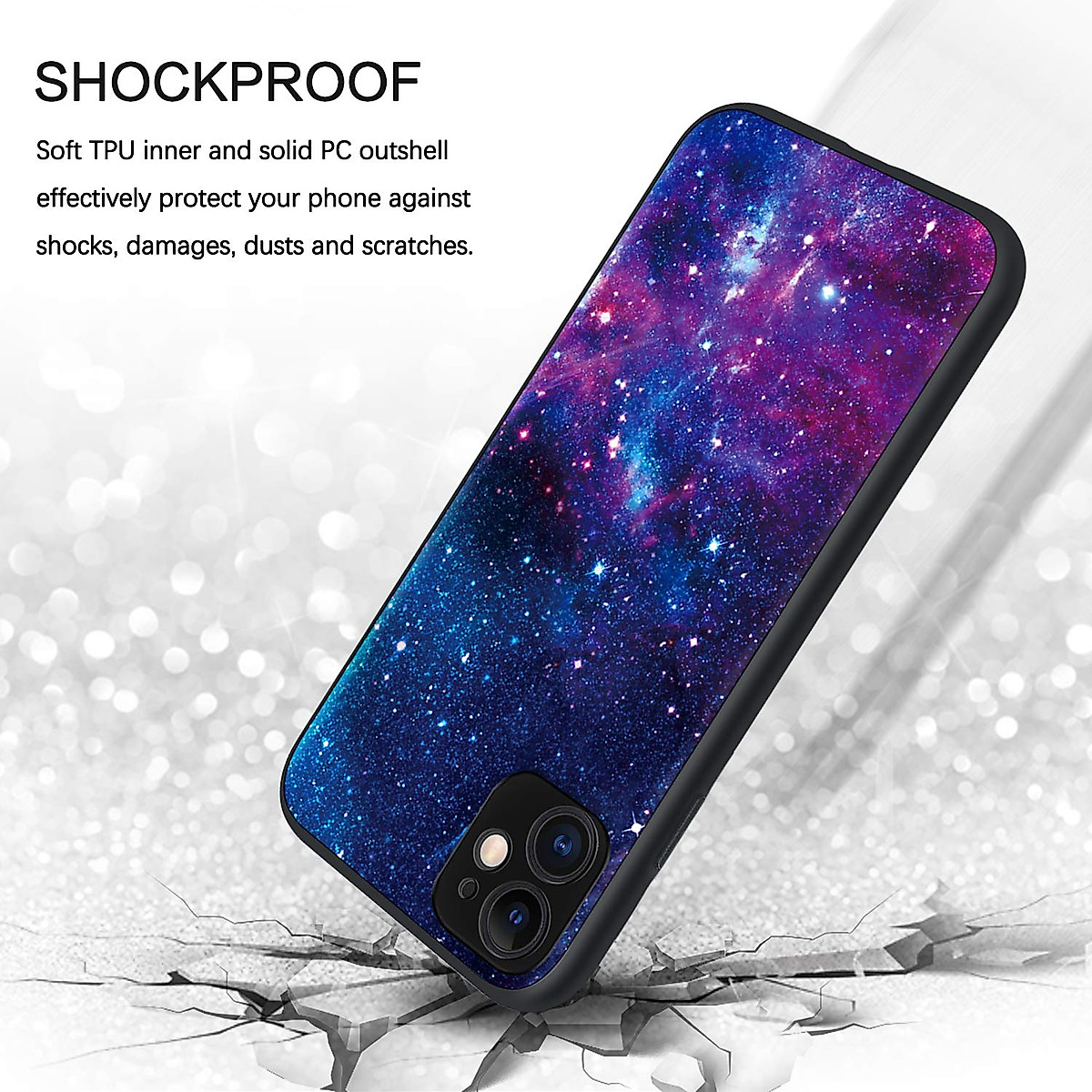BENTOBEN iPhone 11 Case, Phone Case iPhone 11, Slim Fit Glow in The Dark Soft Flexible Bumper Protective Anti Scratch Non-Slip Phone Cases Cover for Apple iPhone 11 6.1" (2019), Nebula/Galaxy Design