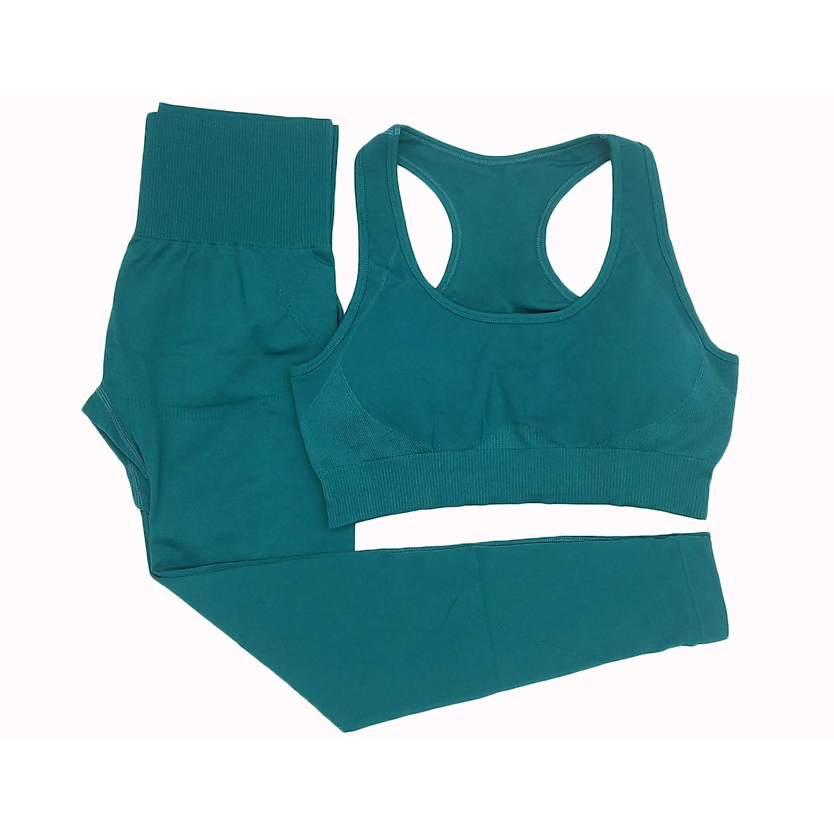 SUPJADE Buscando Workout Sets for Women 2 Piece High Waisted Leggings and Racerback Bras for Women,Seamless Yoga Outfits for Women 2 Piece Set Dark Green