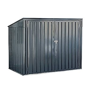 Cover-It 6x3 Metal Outdoor Galvanized Steel Storage Shed with Swinging Lockable Doors for Backyard or Patio Storage of Trash Cans, Bikes, Supplies, Tools, Toys, for Lawn, Garden, Camping, Charcoal