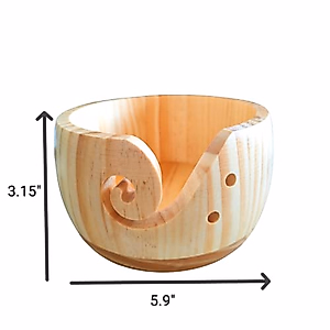 Wooden Yarn Bowl, 5.9 * 3.2inch Knitting Yarn Holder, Yarn Bowls with Holes for Crocheting (A)