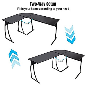 CHADIOR L Shaped Corner Computer Gaming Desk 58" L x 44" W Modern Workstation Table for Small Space Home Office, Black
