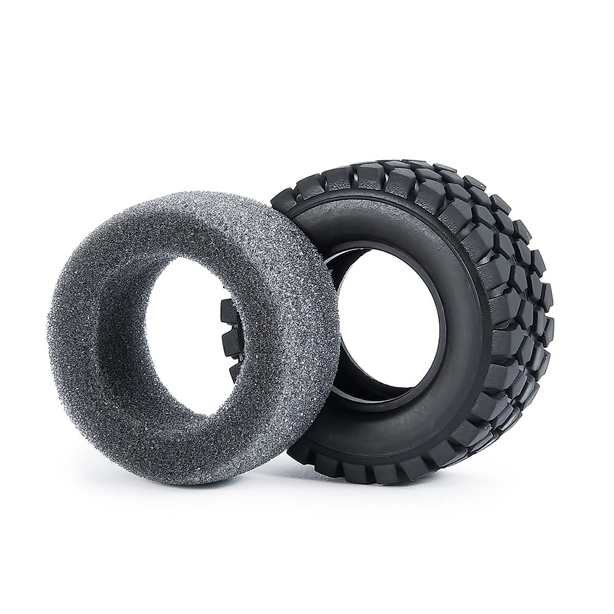 RCLIONS 4pcs Rubber Micro 1" RC Wheel Tyres Tires with Foam Insert for All 1/24 Axial SCX24 AXI00001,AXI00002,AXI90081 Deadbolt RC Crawler Truck Car (50mm)