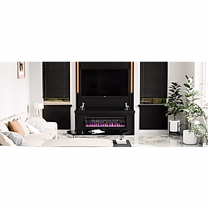 Upesitom 50" Electric Fireplace Insert Recessed & Wall Mounted, 750/1500W Linear Electric Fireplace Insert with 12 Adjustable Flame Colors, Bracket, Timer, Remote Control