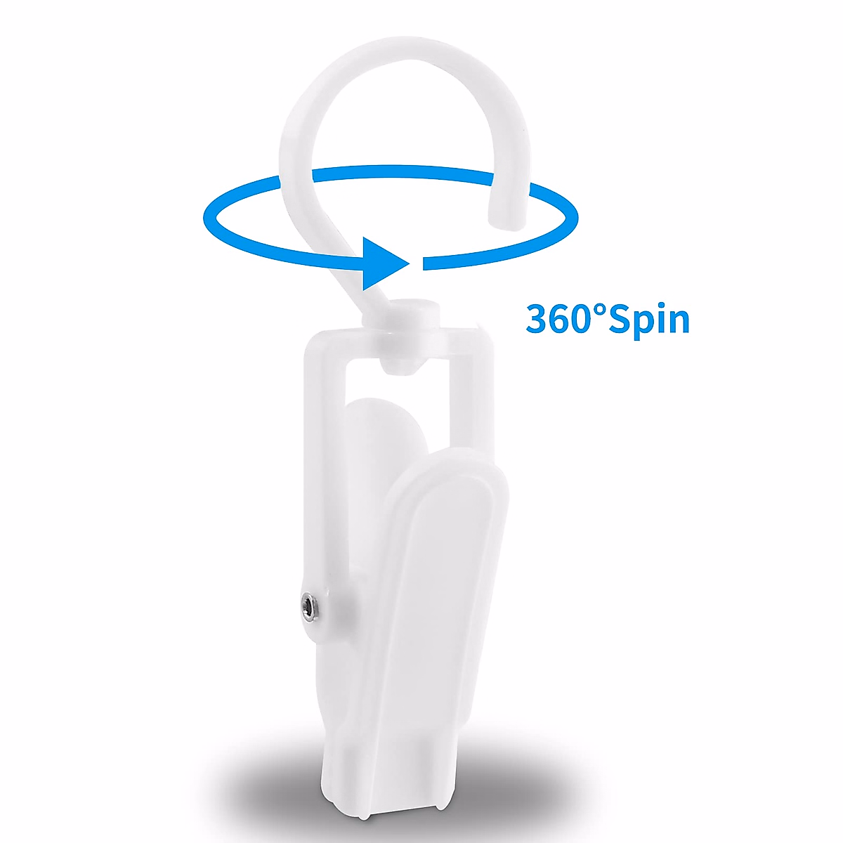 Unlorspy 20PCS Super Strong Plastic Swivel Laundry Clips, Hanging Clothes Pins, 4.13" x 1.38" / 105 x 35 mm Laundry Hooks for Clothes, Hat, Sock & Towel. (White)