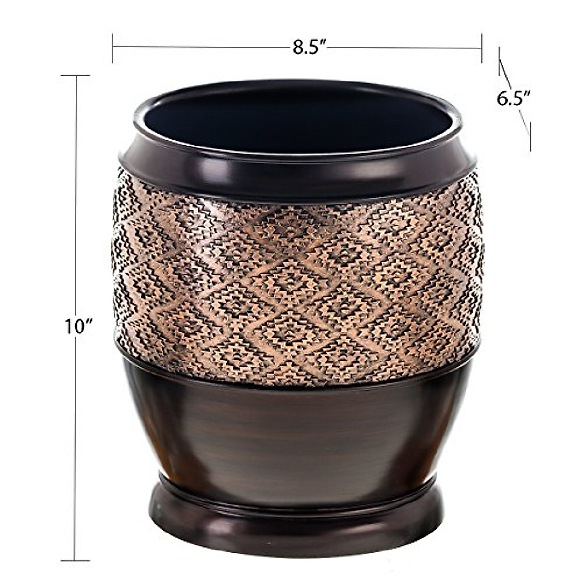 Creative Scents Dublin Small Trash Can with Lid - Decorative Waste Basket, Durable Resin Slim Bathroom Covered Garbage Can Wastebasket Bin for Diaper/Paper (Brown)