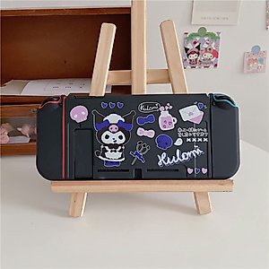 ENIFLY Cute Soft Shockproof Kuromi Dockable Cover Case Compatible with Nintendo Switch, Durable Scratch Resistant Shell for Joycon, Silicone Protective Skin Set