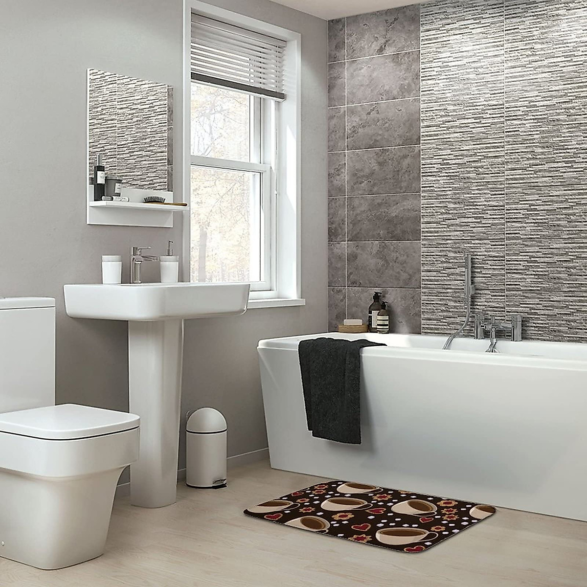 GemGam Retro Coffee Sugar Kitchen Mat Non Slip Washable Absorbent Quick Dry Heart Flower Bath Mat Soft Thick for Kitchen Bathroom Living Room Bedroom Entrance Laundry 20"x32"