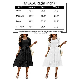 LILLUSORY Women's Flowy Puffy Spring Short Sleeve Dress 2023 Floral White Maxi Dress with Sleeves M