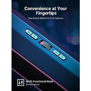 Fosi Audio C4 Computer Speakers, PC RGB Gaming Sound Bar Bluetooth Speaker for Desktop Monitor, Laptop, Console, Portable Wireless Soundbar with Rhythmic Lighting and Bass