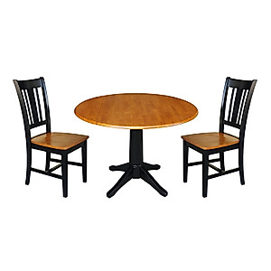 IC International Concepts 42" Round Top Pedestal 2 Chairs, Black/Cherry Dining Table, OneSize