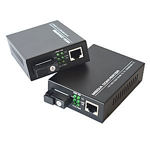 Primeda Gigabit Ethernet Fiber Media Converters, A Pair of 10/100/1000M RJ45 to 1000M Bi-Directional Single-Mode SC Fiber, up to 20Km(12.4mi)