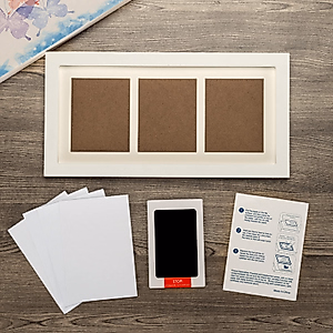 Baby Handprint and Footprint Kit(Safe Clean-Touch Ink Pad for Prints), Picture Frame in Elegant White Natural Wood, Baby Keepsake Frame, Baby Shower Gifts, Non-Toxic, Baby Safe(White)