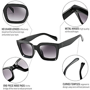 Dollger Retro Square Sunglasses for Women Trendy Classic Thick Square Green Frame Sunglasses UV400 Protection