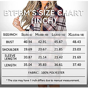 BTFBM Women's Corduroy Shacket Jacket Shirts Lapel Long Sleeve Oversized 2023 Fall Winter Button Down Shirt Dress Pocket(Plaid Khaki, Medium)