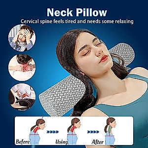 SUBCULTUREPICK Cervical Neck Roll Foam Pillow, Bolster Pillow, Round Neck Pillows Support for Sleeping, Bolster Pillow for Bed, Legs, Back and Yoga