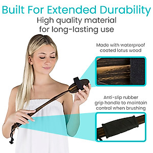 Vive Dry Brush Set for Lymphatic Drainage (3 Pieces) - Brushing Scrubber for Exfoliating, Body Cellulite and Skin Massage - 100% Natural Boar Hair Bristles, 14” Long Dark Wooden Handle w/Storage Bag