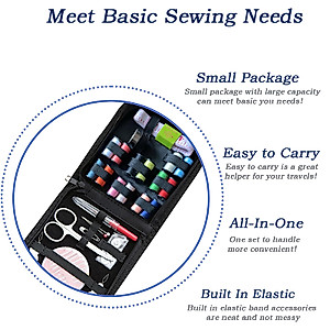 Sewing Kit,Sewing Bag Set, Portable Sewing Kit - DIY Supplies with Accessories, Ideal for Adults, Beginners, Travelers and More. Includes Black Handbag.