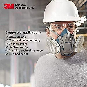 3M Respirator Cartridge 6002, 1 Pair, Helps Protect Against Acid Gases like Chlorine, Hydrogen Chloride, Sulfur Dioxide, Chlorine Dioxide, Hydrogen Sulfide , White
