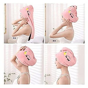 Rapid Drying Towel for Women, Coral Fleece Women Hair Towel Set, Soft Dry Hair Towel with Embroidery, Super Absorbent Hair Wrap Turban Microfiber Hair Towel Wrap for Children and Women (Pink)