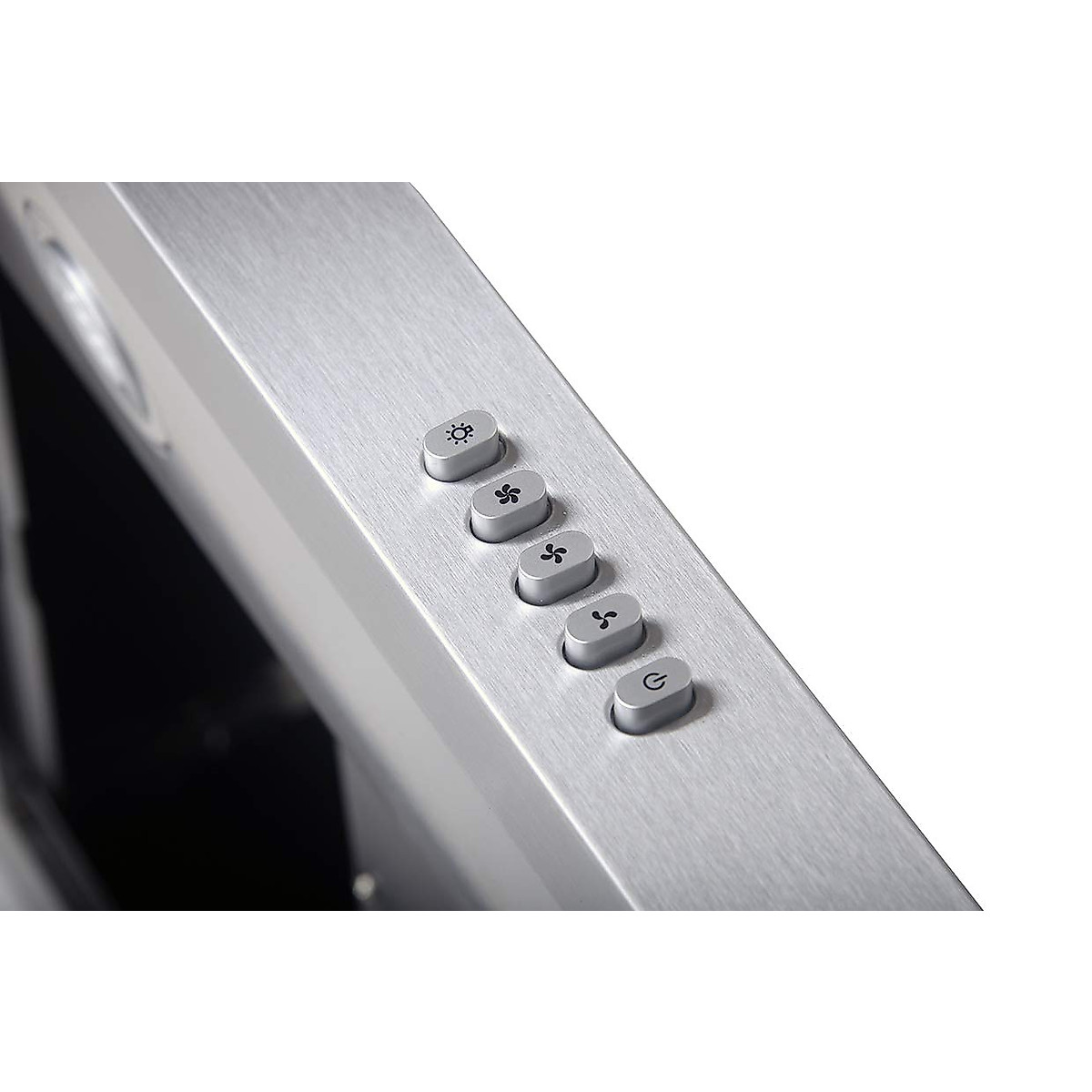 Hauslane | Chef Series PS16 30" Under Cabinet Range Hood, Stainless Steel | Contemporary Modern Design, Mechanic Button Control, Aluminum Filters, LED Lamps, 4-Way Venting Options