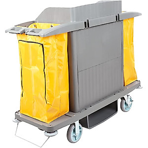 Housekeeping Cart/Lodging Hotel Large Locking Three Shelf Commercial Premium Housekeeping Cart with Hanging Bags Commercial Housekeeping Janitor Cart Cart Cleaning Carts On Wheels Hotel