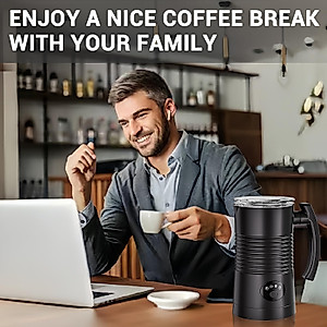 Milk Frother, 4-in-1 Milk Steamer, 11.8oz/350ml Hot and Cold Foam Maker and Milk Warmer, 400W, Auto Shut-Off, Foaming for Coffee, Latte, Cappuccino, Hot Chocolate (Black)