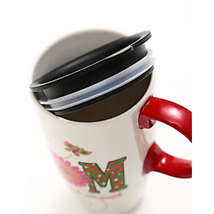 Bloom Valley Coffee Ceramic Mug Mother's Day Mug Porcelain Latte Tea Cup With Lid 17oz. MOM