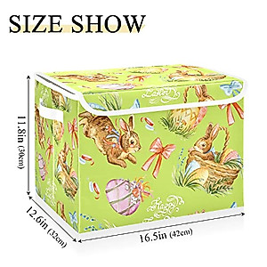 xigua Easter Storage Bins with Lids and Carrying Handle,Foldable Storage Boxes Organizer Containers Baskets Cube with Cover for Home Bedroom Closet Office Nursery