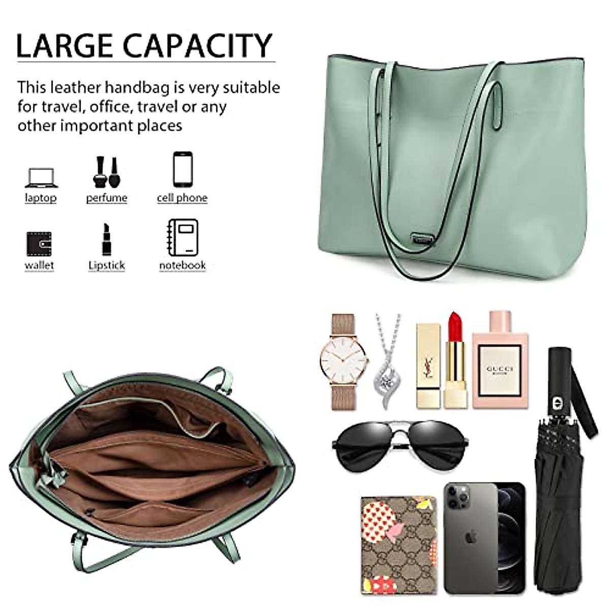 K.EYRE Women's Soft Faux Leather Tote Bag Purse Handbags Wallet Tote Shoulder Bag Purse Large Capacity