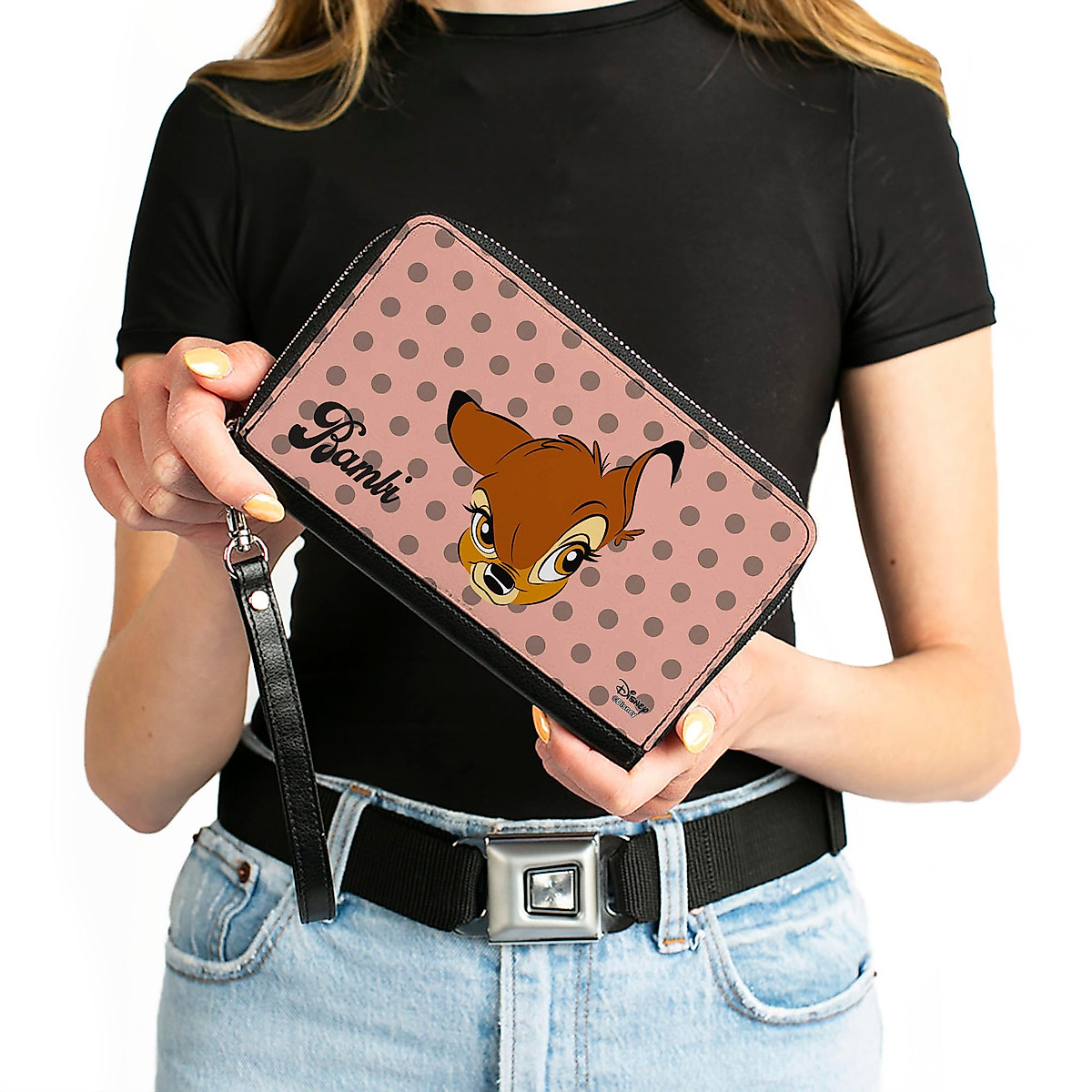 Buckle-Down Women's PU Zip Around Wallet Rectangle-Bambi, 7.5"x4.5"