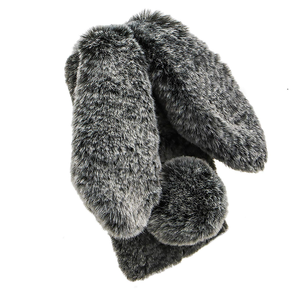 for iPhone XR Rabbit Case,MOIKY Plush Crossbody Cute Fluffy Bunny Ears Hairball Winter Soft TPU Case for Women Bling Rhinestone Shockproof Silicone Bumper Protection Cover - Black