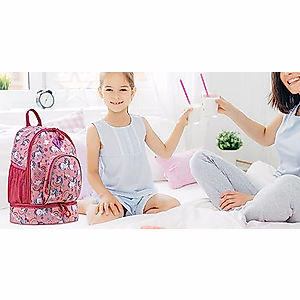 HAPPYSUNNY Toddler Backpack and Lunch Box Set for Girls 2-in-1 Kids Unicorn Backpack and Insulated Lunch Bag Compartment