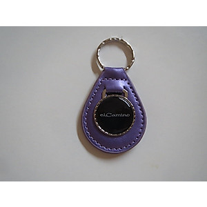 1959-1987 EL CAMINO SCRIPT LOGO EMBLEM LEATHER KEYCHAIN - PURPLE