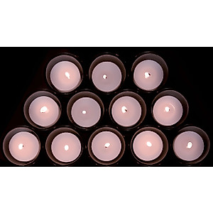 Harmonic Blossom Glass Votives - Premium White Unscented Votive Candles in Clear Elegant Holders - 15 Hour Long Lasting Burn Time - for Weddings, Parties and Event Decoration Centerpieces (12 Pack)