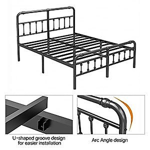 Hearicx Queen Bed Frame with Headboard & Footboard - Easy Assembly Heavy Duty Metal Platform with Premium Steel Slat Support，No Box Spring Needed，Noise-Free，12-Inch Under Bed Storage