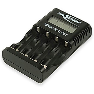 Ansmann 1001-0011-US-590-10 Powerline 4 Light AA/AAA Smart Battery Charger + USB-Port LCD-Display + 4X Fujitsu AA Batteries