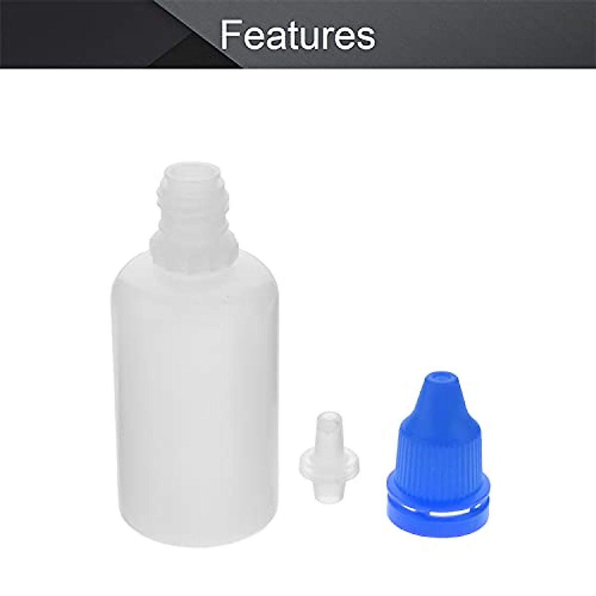 Othmro 1oz PE Lab Eye Plastic Dropper Bottles 50pcs, 30ml Squeezable Eye Liquid Dropper Thin Mouth Via of Liquid Sample Seal Storage Bottle with Childproof Blue Cap