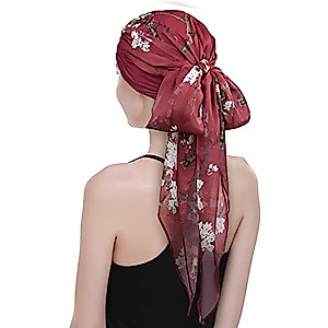 Women's Cancer Headwear Bamboo Scarf with Cap Compliments Head Wraps Chemo Turbans