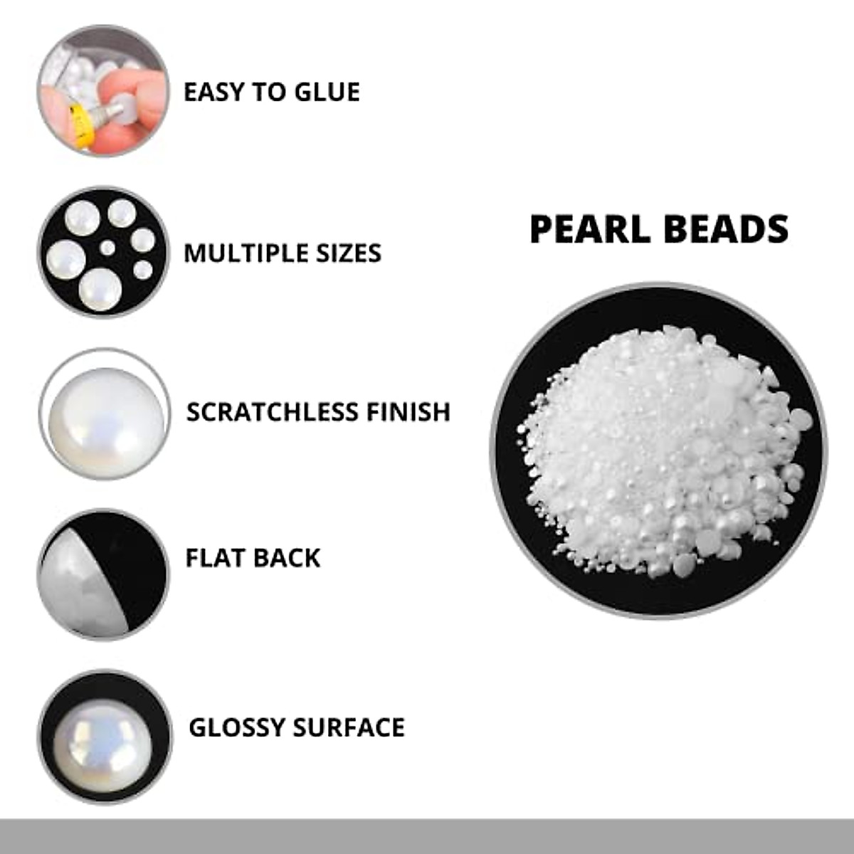Articyard 5700 Half Pearls for Crafts - Flatback Pearls/Jewels Pearls for DIY Accessory, Art and Fashion Projects - Neatly Organized Craft Pearls for Artists and Creative People (AB White)