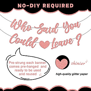 Going Away Party Decorations, NO-DIY Rose gold Glitter Who Said You Could Leave Banner and 8 Pcs Farewell Party Decorations Card Cuts, Happy Retirement Banner, Farewell Graduation Party Decorations