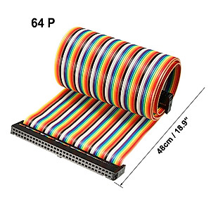 uxcell IDC Rainbow Wire Flat Ribbon Cable 64 Pins 48cm Length 2.54mm Pitch 2pcs Type-C