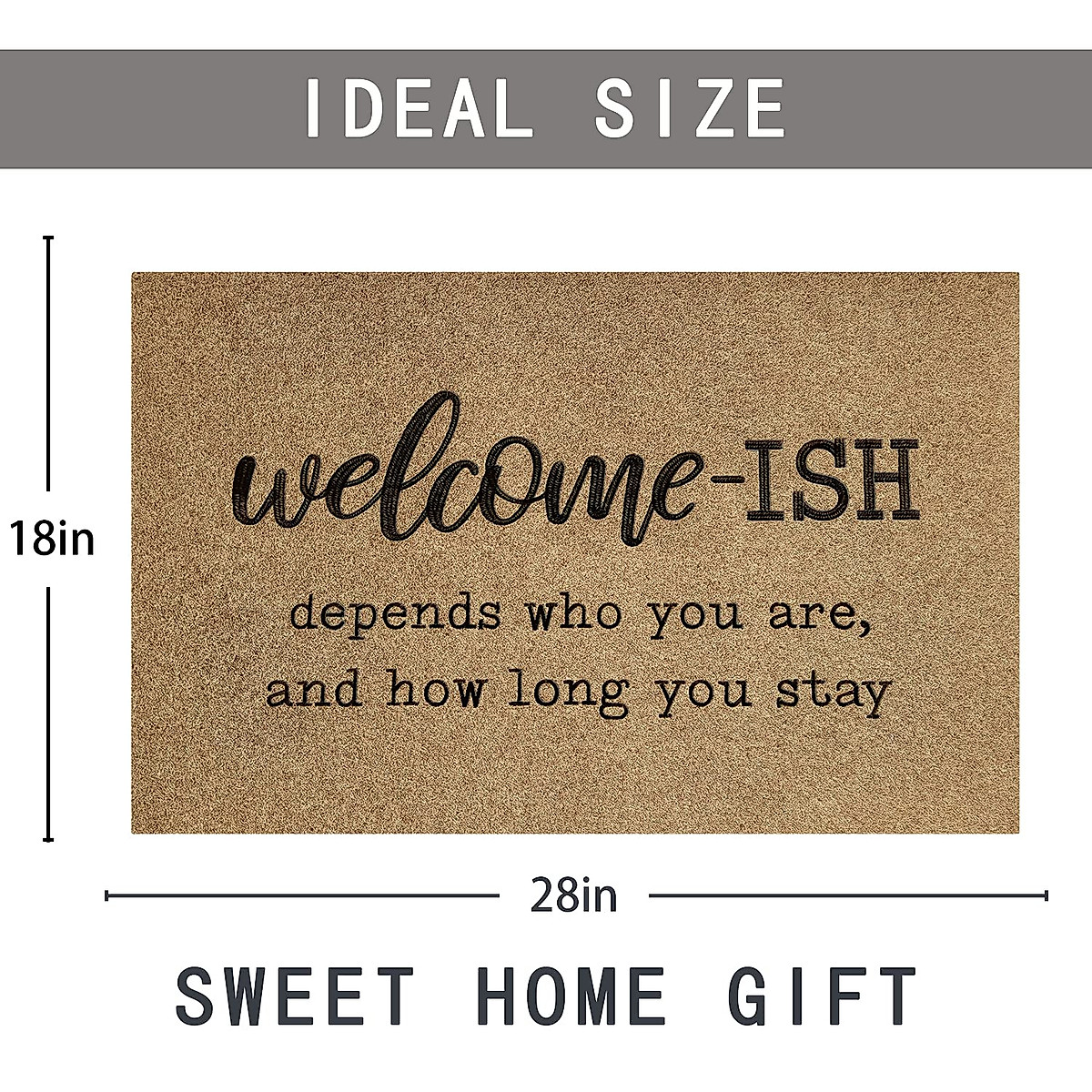 JJUUYOU Welcome Mats for Front Door Outdoor Entry Welcome Ish Depends Who You are Doormat Non Slip Rubber Mat for Home Indoor Farmhouse Funny Kitchen Mats Patio Full Brown