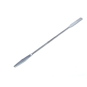 Lab Micro Double Ended Spatula Round/Tapered Arrow End (Flat Ends 50mm x 9mm), 9" Length, Stainless Steel