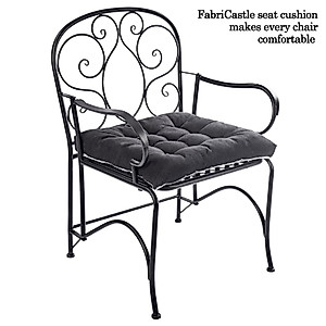 FABRICASTLE Outdoor Chair Cushions Patio Cushion Premium Comfortable Thick Fill Tufted 19" x 19" Floor Wicker Seat Pads, 2 Count (Black, 2)