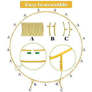 Round Backdrop Stand 7.2 ft, Metal Balloon Arch Kit Circle Frame for Parties, Birthday, Wedding, Ceremony Decorations-Gold