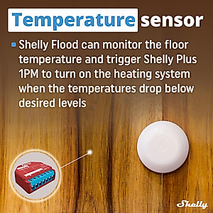 Shelly Flood | Wireless Flood Sensor with Temperature Measurement | Home Automation | iOS Android App | Dripping & Leaking Alarm | Floor Heating Control | Compact Design | Easy to Use