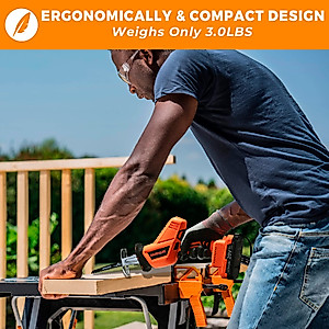 Cordless Reciprocating Saw, 20V 2.0Ah Battery Powered Electric w/High Efficient Cutting, 45 Mins Fast Charger, 6 Saw Blades, Tool-free Blade Change, Powerful Saw for Metal Wood PVC Pipe Tree