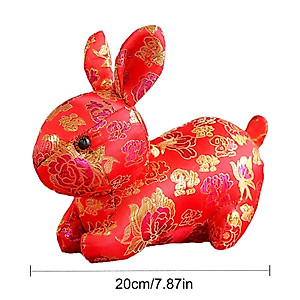 Littryee Chinese Mascot Rabbit Plush Doll, 2023 Chinese Rabbit Stuffed Animals Decorations, Chinese Bunny Plush Dolls Luck Rabbits Toys for Home Indoor Table Decorations