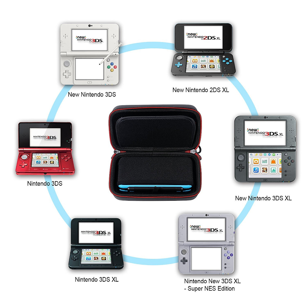 Smatree Carrying Case for New Nintendo 3DS XL/New 2DS XL, Hard Protective Shell Travel Case for Nintendo New 3DS/Nintendo New 3DS XL-Super NES Edition- Black/Red